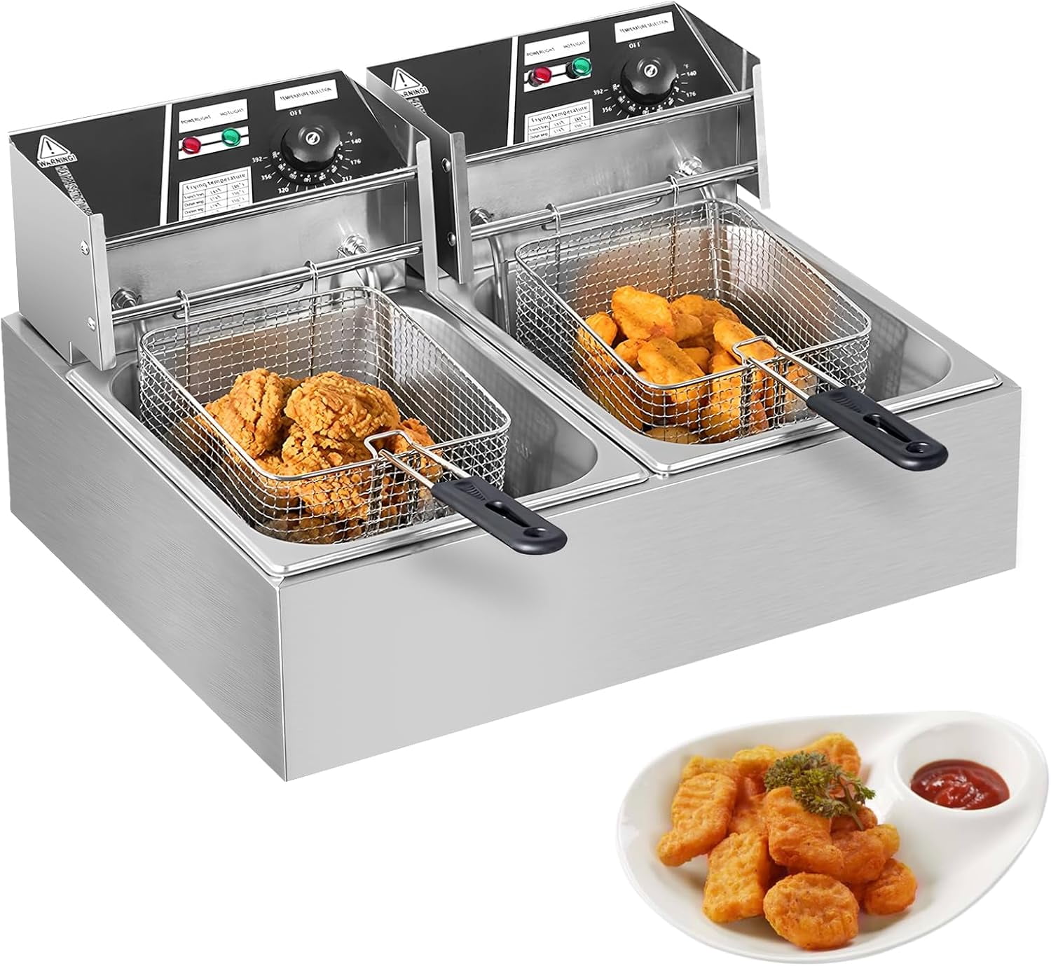 Electric Deep Fryer, 20.72 QT Commercial Deep Fryer with Temperature ...