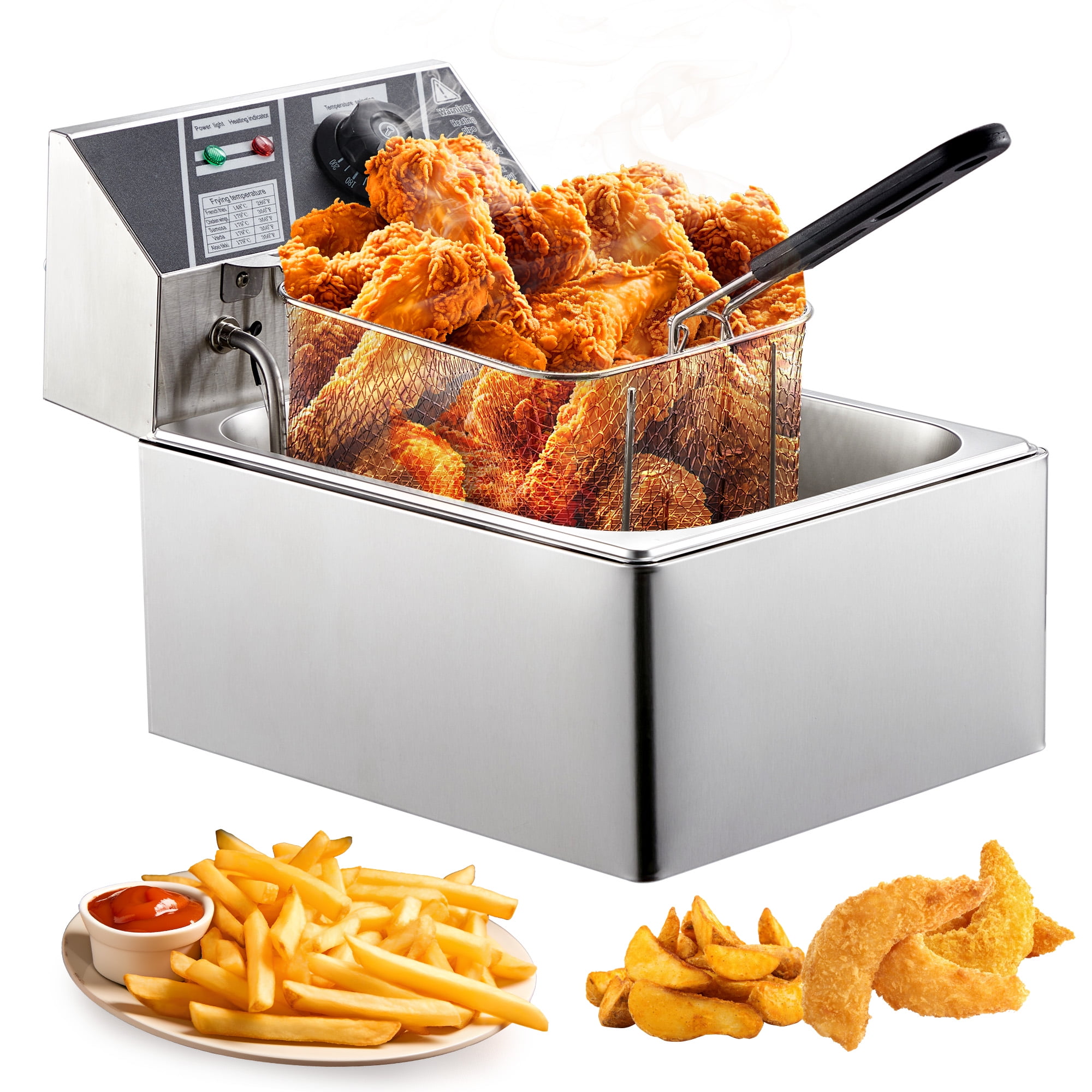 Electric Deep Fryer, 6 L/5.4 Qts Deep Fryer with Basket, Adjustable ...