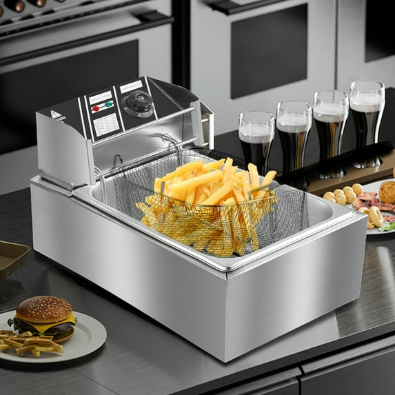 Electric Deep Fryer for Commercial Use Featuring Dual Baskets, a 3 ...