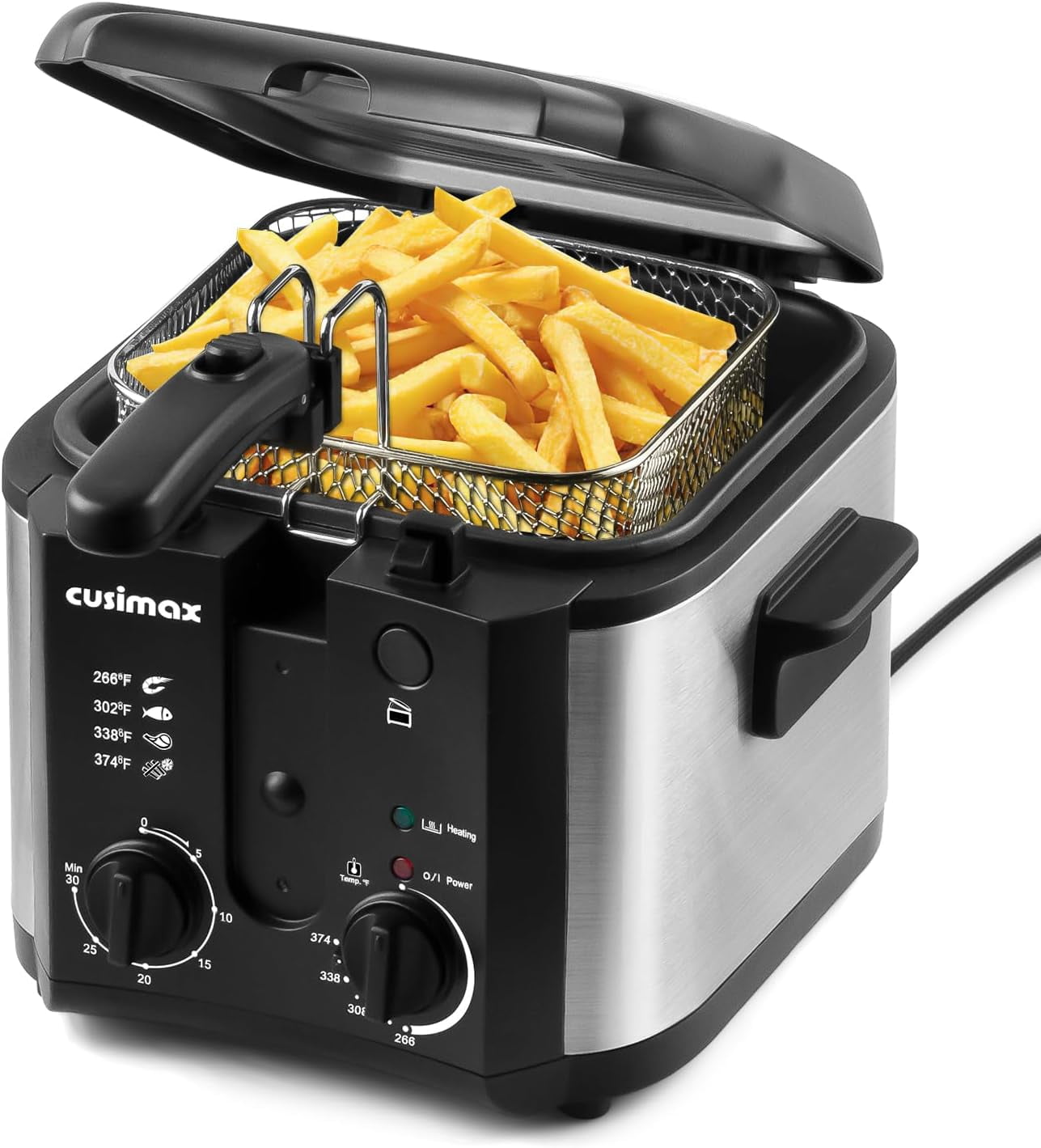 Electric Deep Fryer for Home Use, 1500W, 2.5 Liter Small Deep Fryer ...