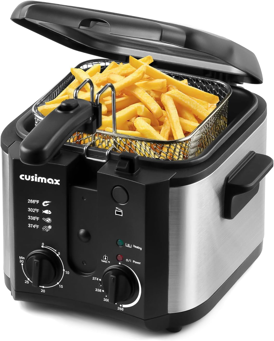 Electric Deep Fryer for Home Use, 2.5 Liter 1500W Small Deep Fryer with ...