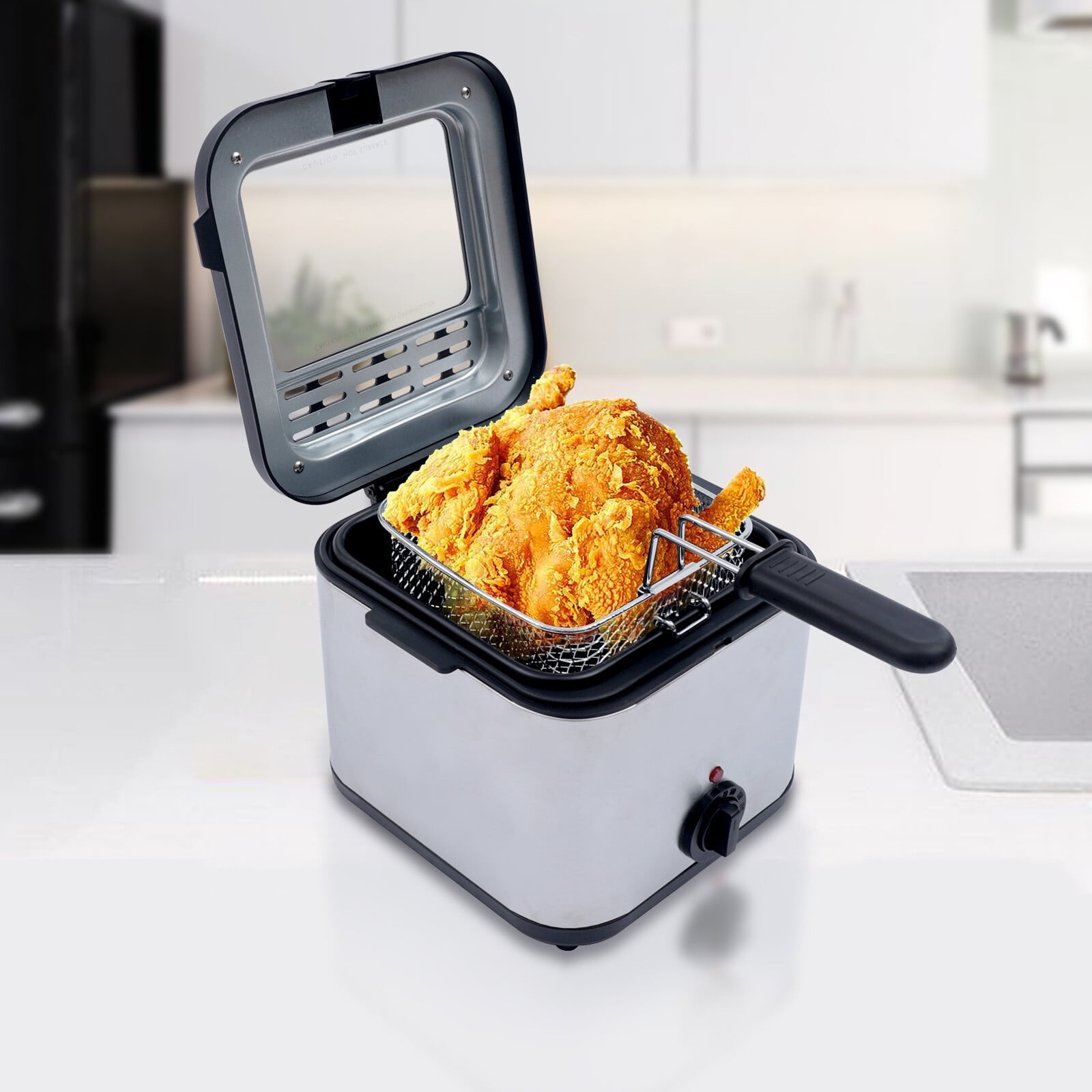 Electric Deep Fryer With Basket Small Fryer Stainless Steel Fish Fryer ...
