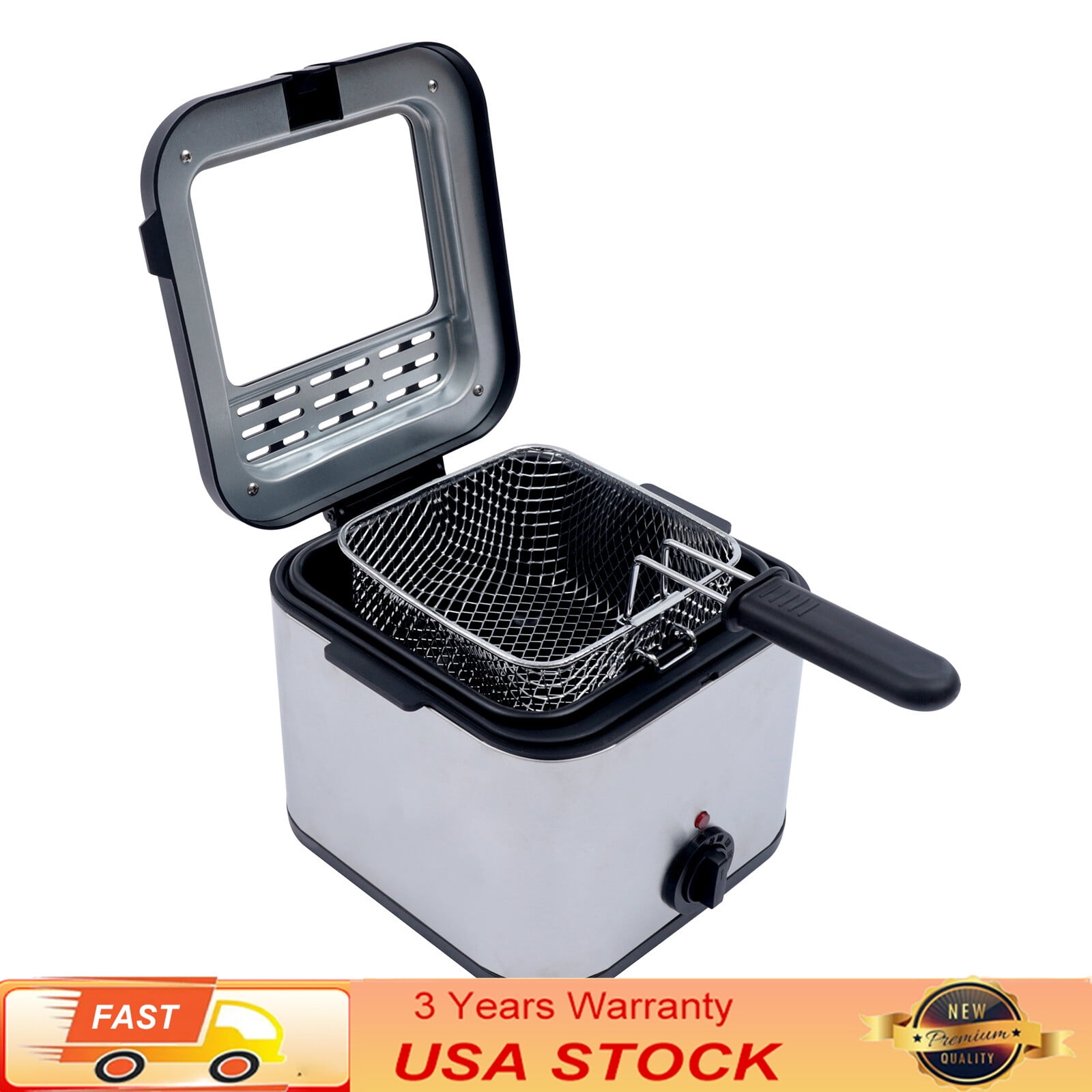 Electric Deep Fryer With Basket Small Fryer Stainless Steel Fish Fryer ...