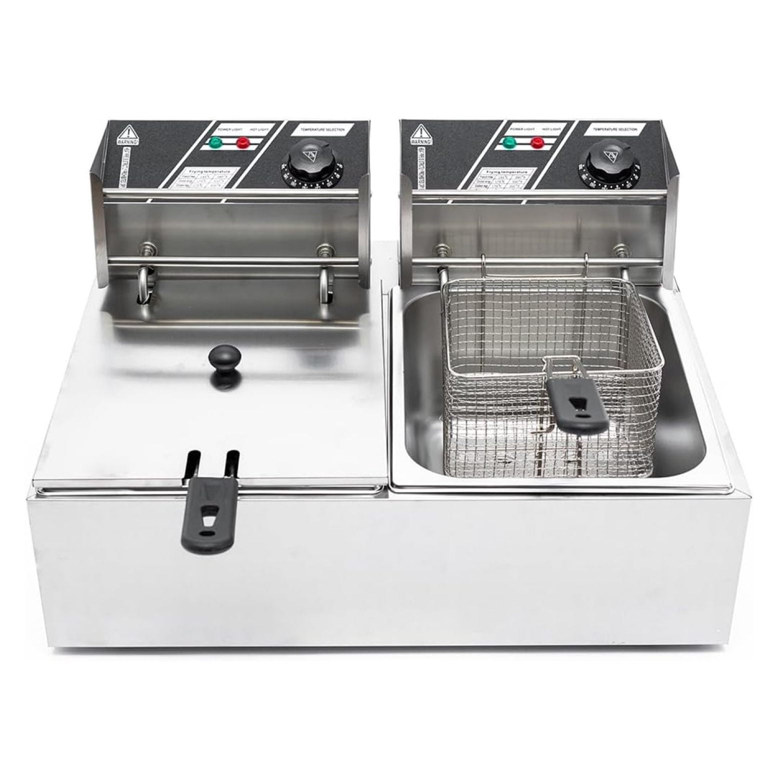 Electric Deep Fryer w/ 2 Baskets and Lids, 5000W 21.8L Electric Fryer ...