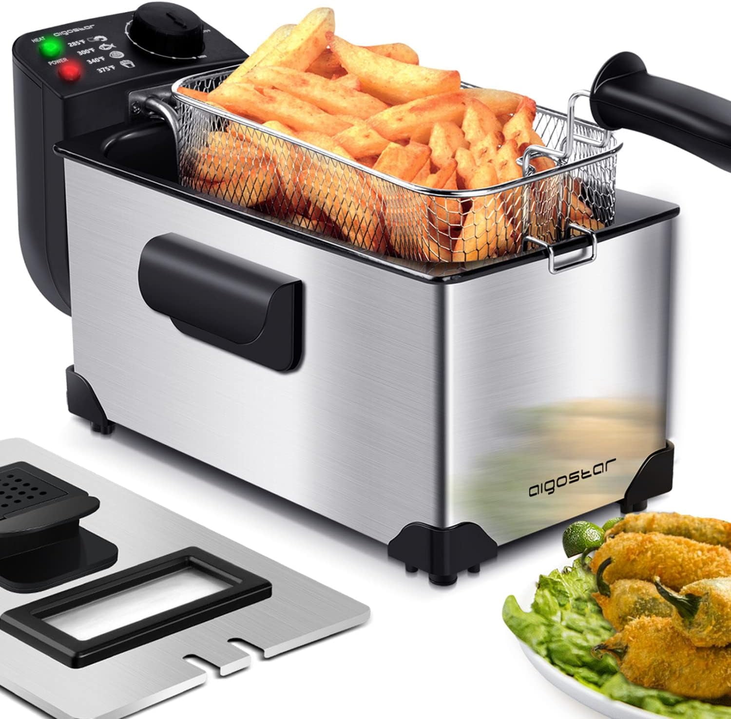 Electric Deep Fryer with Baskets, 3L Capacity Oil Frying Pot Featuring ...