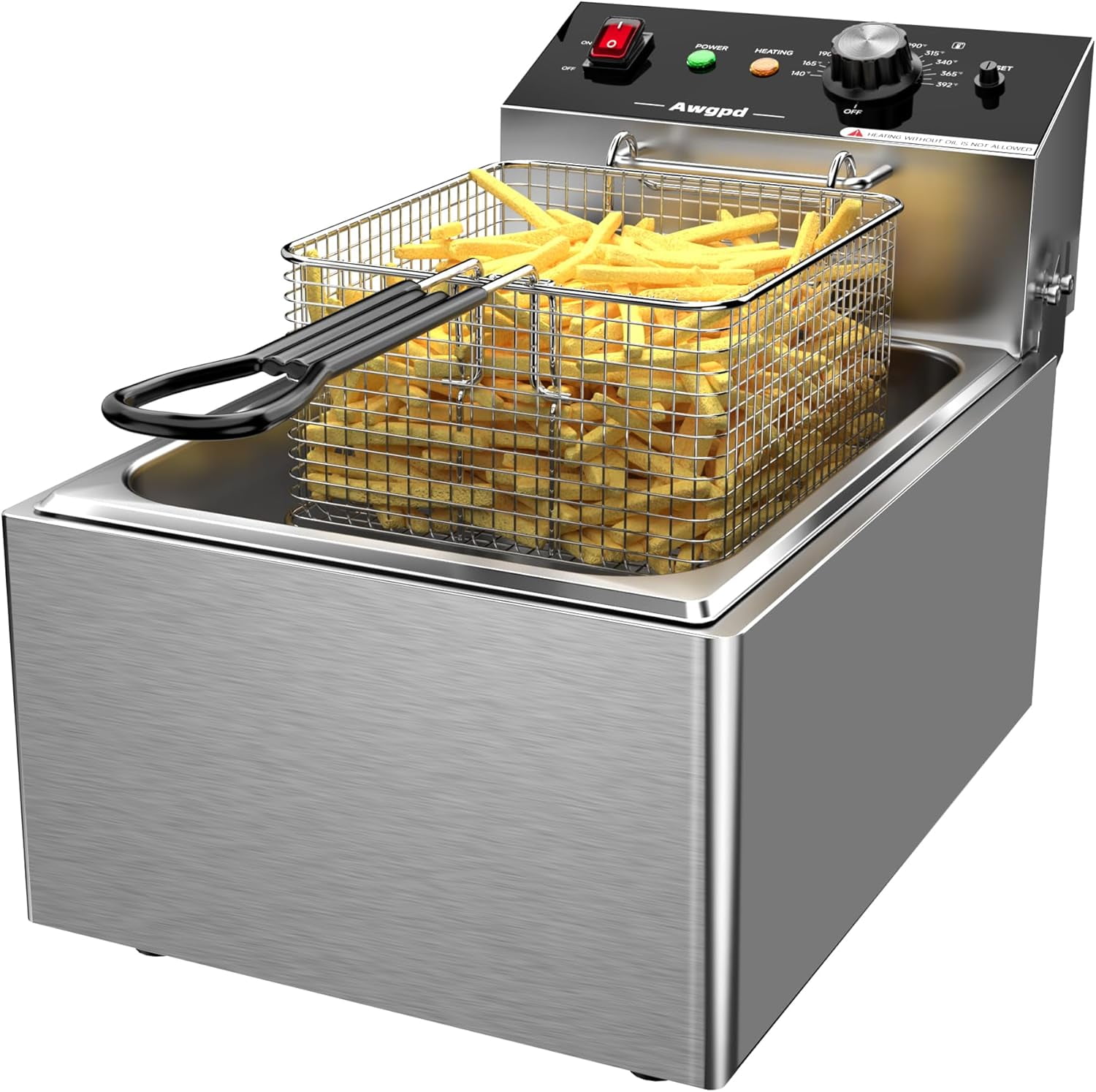 Electric Deep fryer Single Tank Deep Fryer with Basket Capacity 10L(10 ...