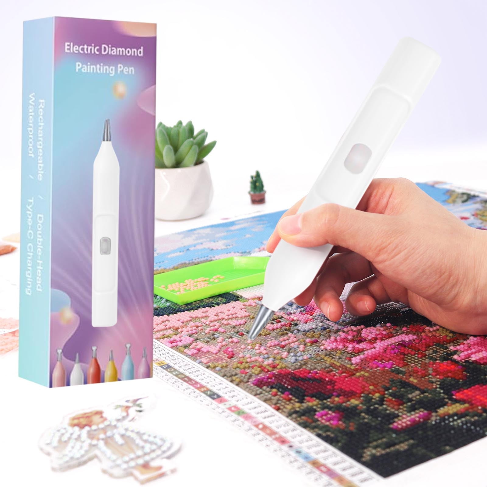 Electric Diamond Art Painting Pen with Vacuum Technology, Rechargeable IPX5 Waterproof Electric ...