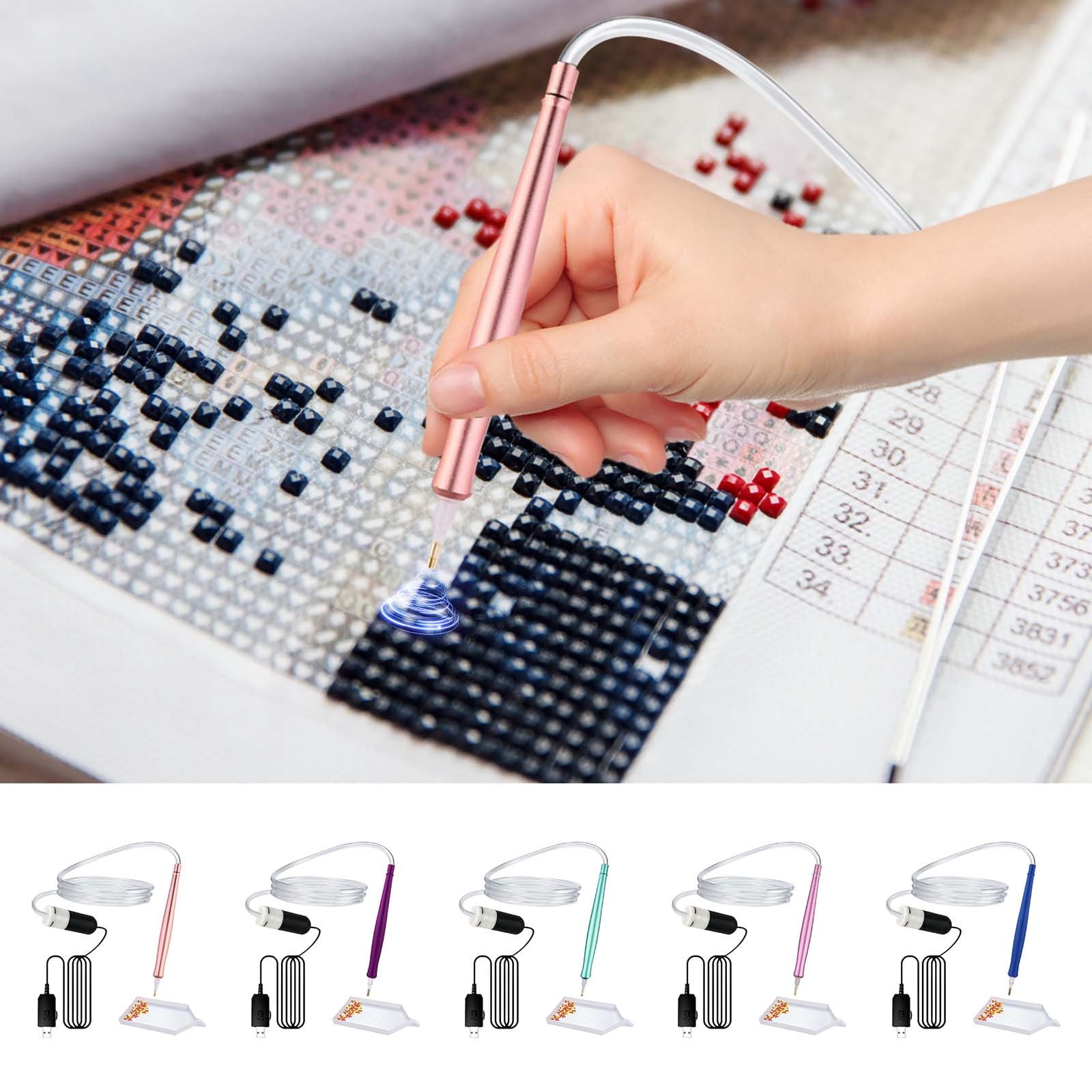 Electric Diamond Art Pen Set | Vacuum Suction Applicator Brush Kit for ...