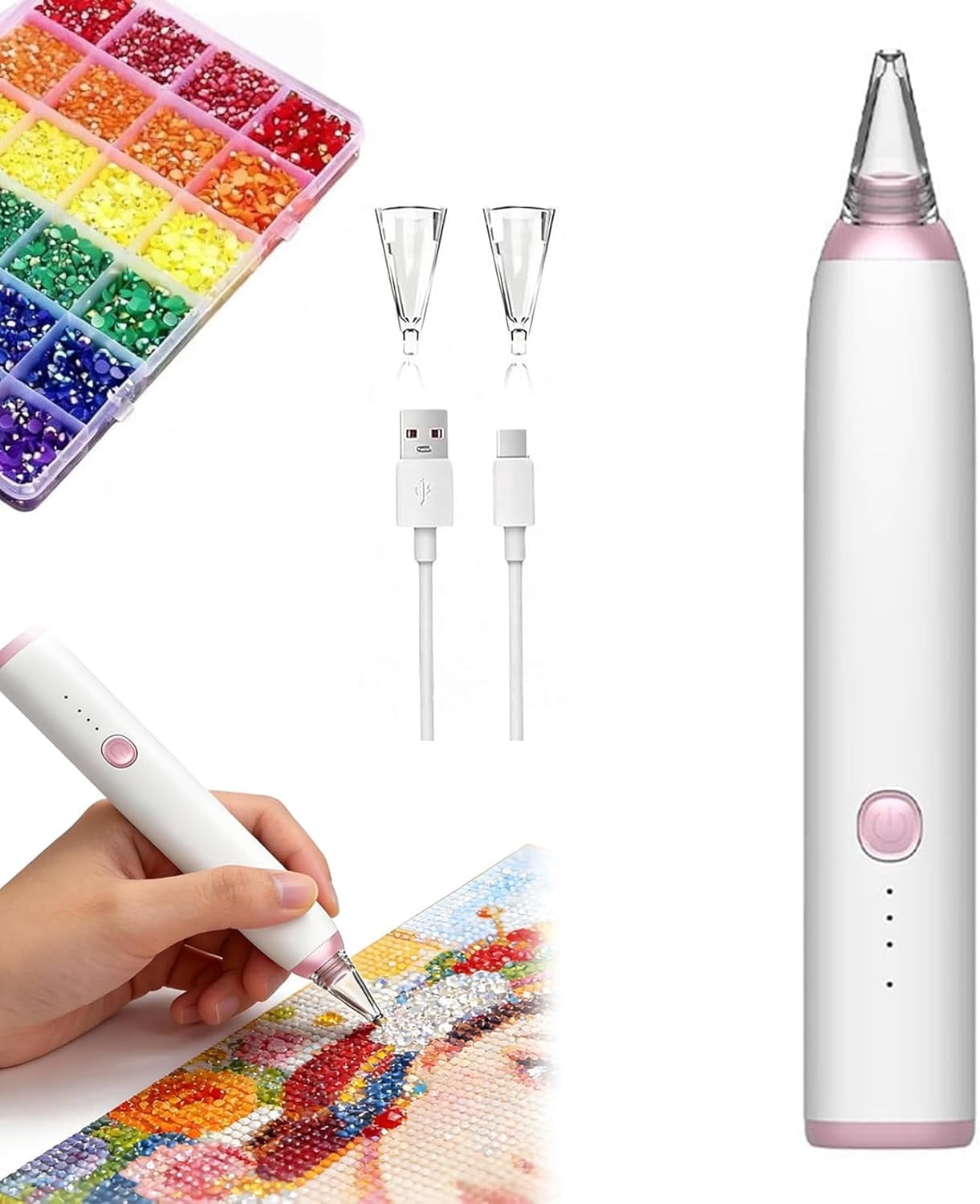 Electric Diamond Art Pens with Light - Cordless Vacuum Diamond Art Pen ...
