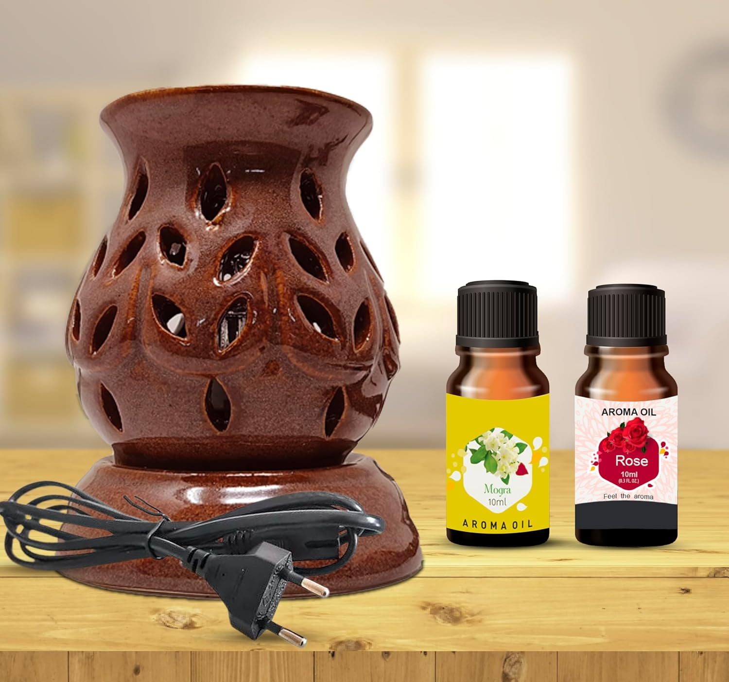 Electric Diffuser with Rose Mogra Fragrance Oils Electric Oil Burner 10 ...
