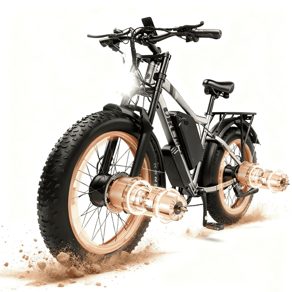 Electric Dirt Bike for Adults, 000W Peak 52V 25AH Dual Motor Ebike, 40-50MPH E-Bicycle, 24" Fat ...