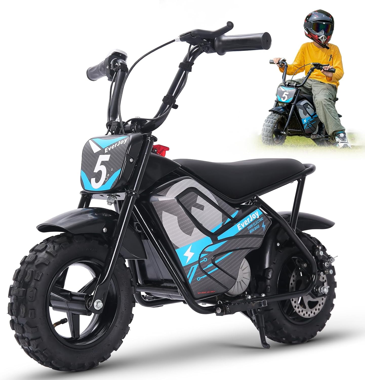 Electric Dirt Bike for Kids 250W High Torque Motor, 24V 9AH, 2 Speeds ...