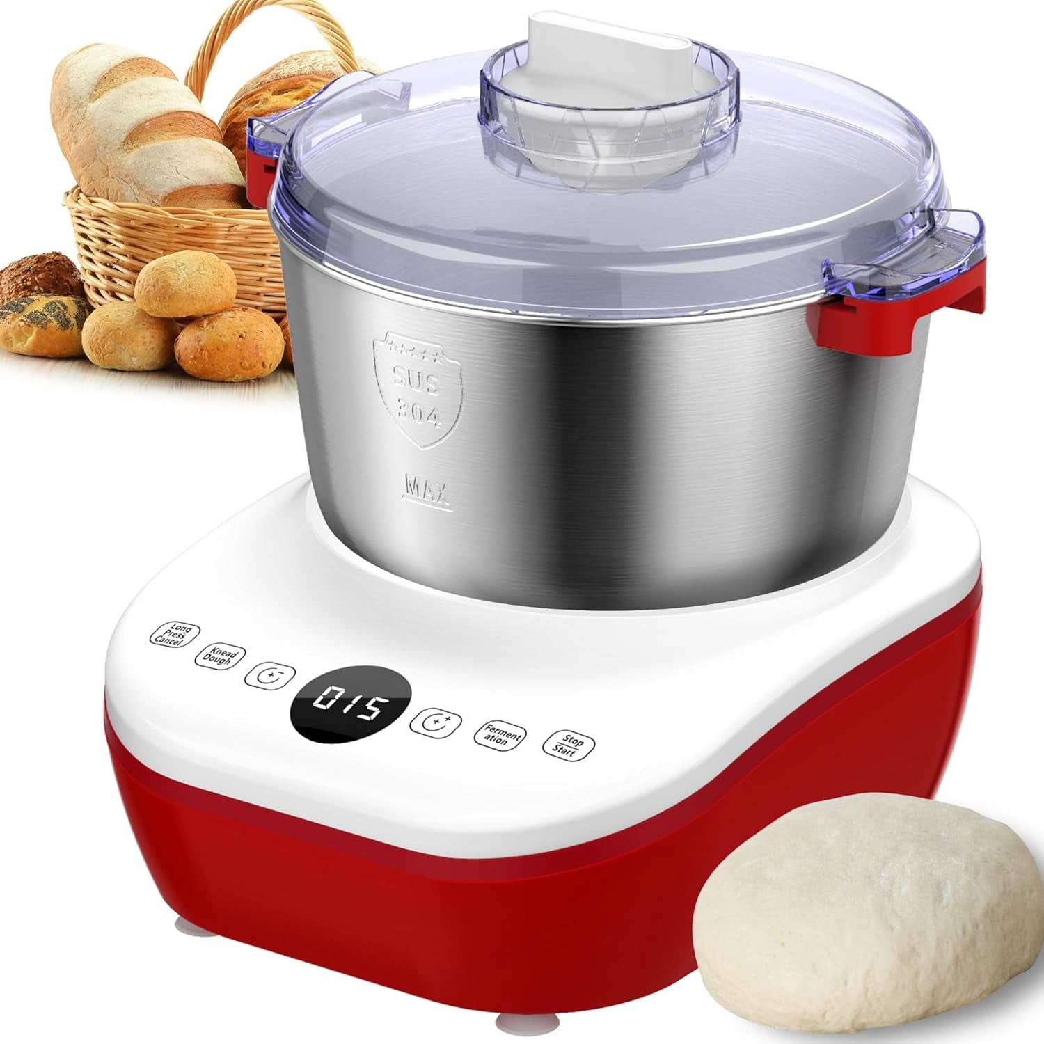 Electric Dough Mixer with Ferment Function, 5L(5.2QT) Dough Maker ...
