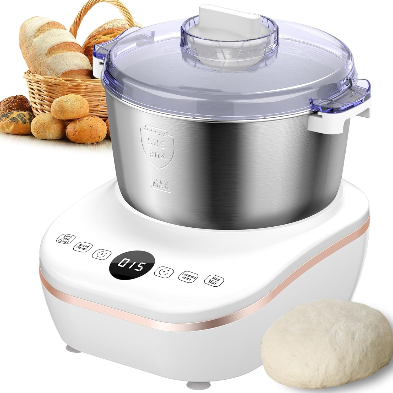 Electric Dough Mixer with Ferment Function, Kitchen Flour Kneading ...