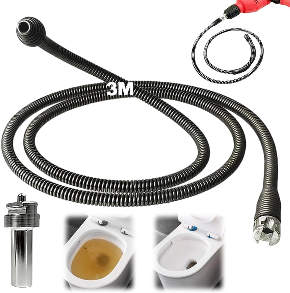 Electric Drain Dredging Spring, Heavy-Duty Drain Auger Snake Cable with ...