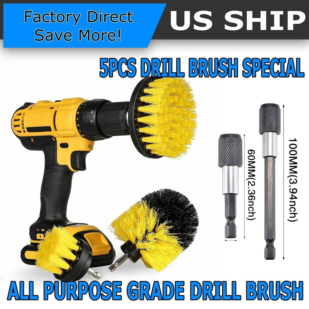 Electric Drill Brush Set - 5 Cleaning Scrubber Tools for Bathroom ...