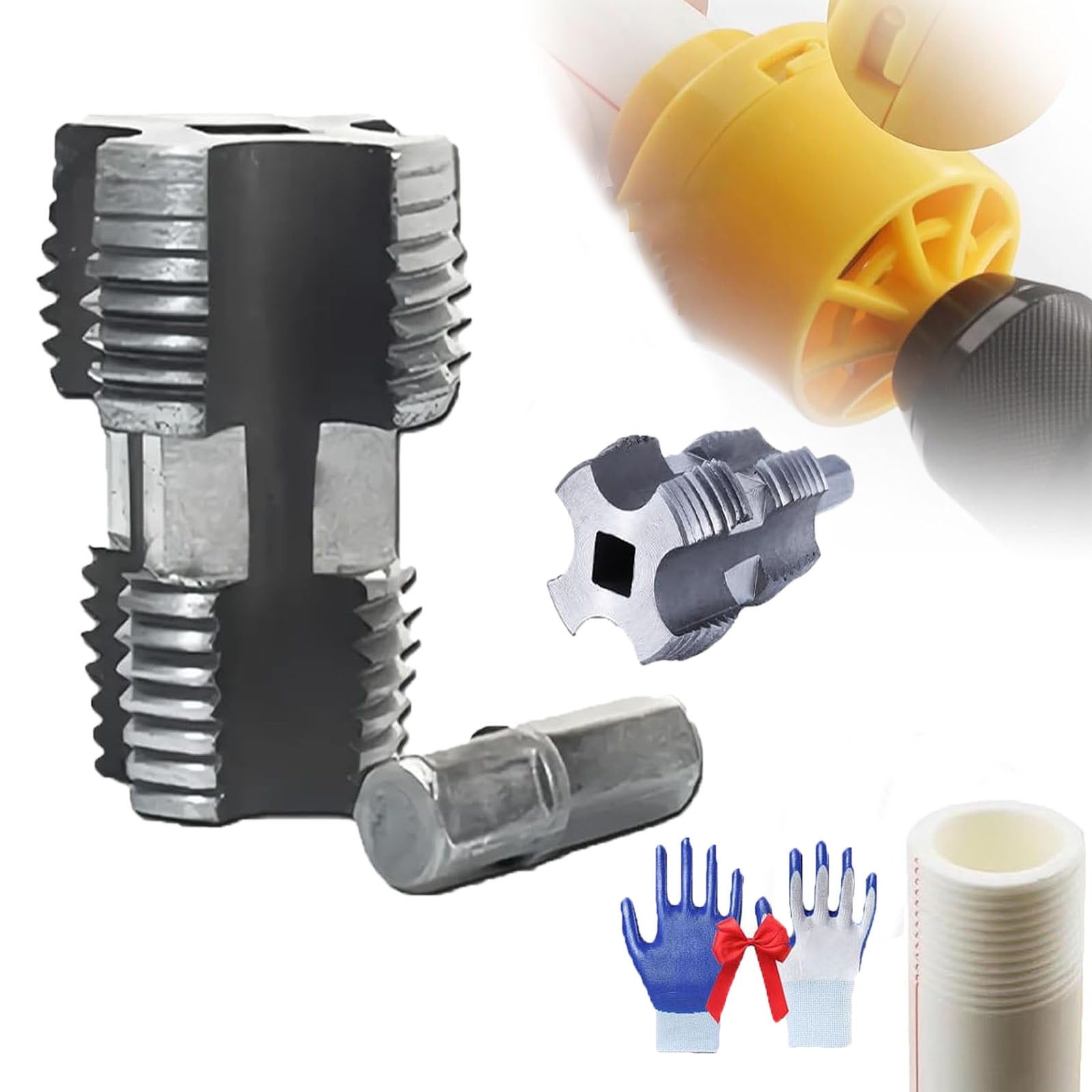 Electric Drill Compatible PVC Pipe Threader Kit, PVC Thread Maker Tool ...