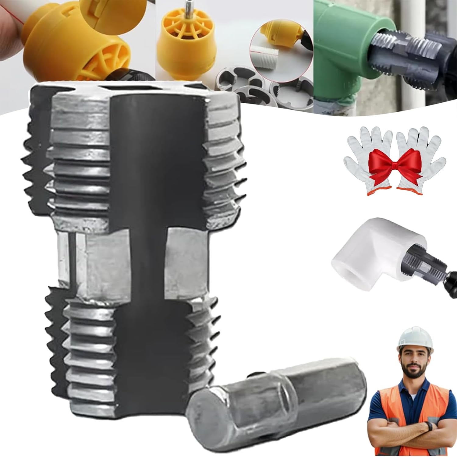 Electric Drill Compatible PVC Pipe Threader Kit with Various Die Sizes ...