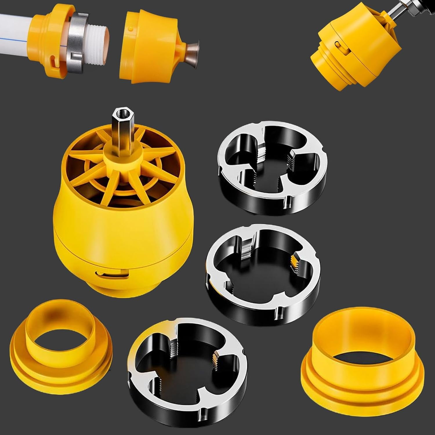 Electric Drill Compatible PVC Pipe Threader Kit with Various Die Sizes ...