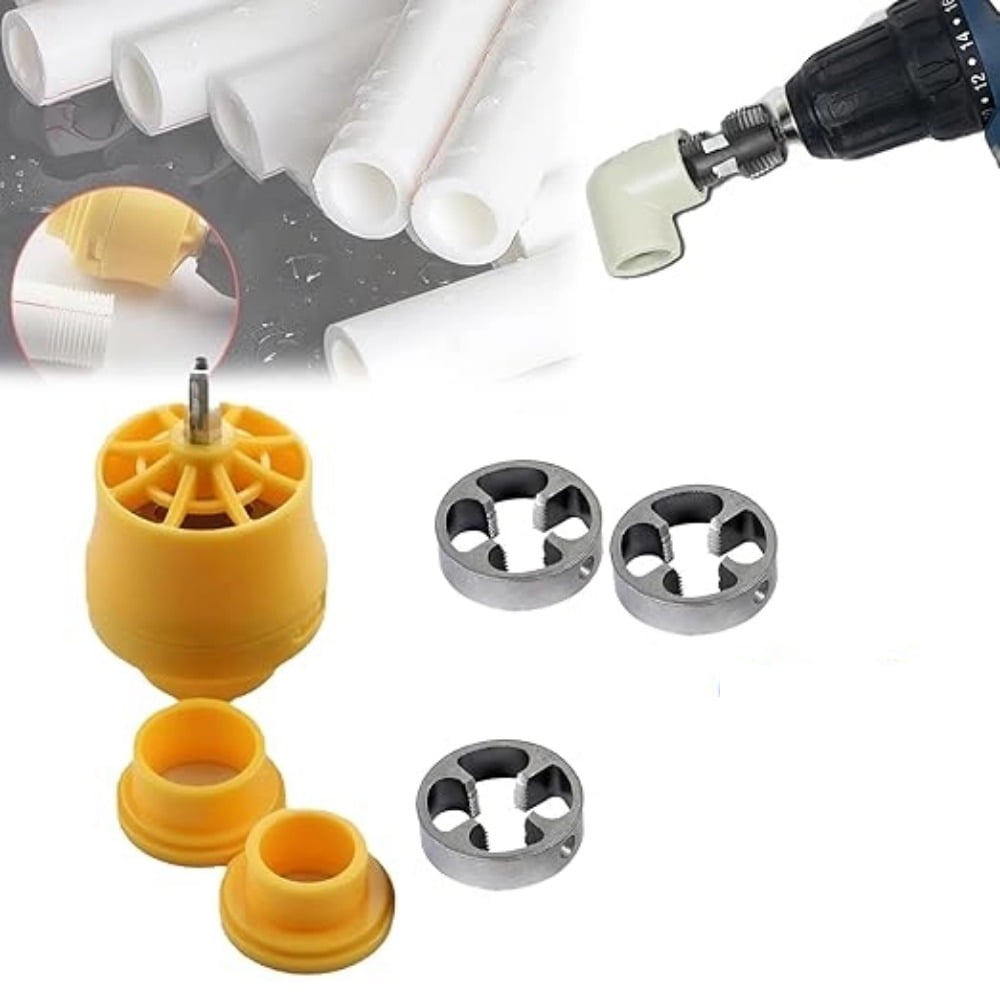 Electric Drill Compatible PVC Pipe Threader Kit with Various Die Sizes ...