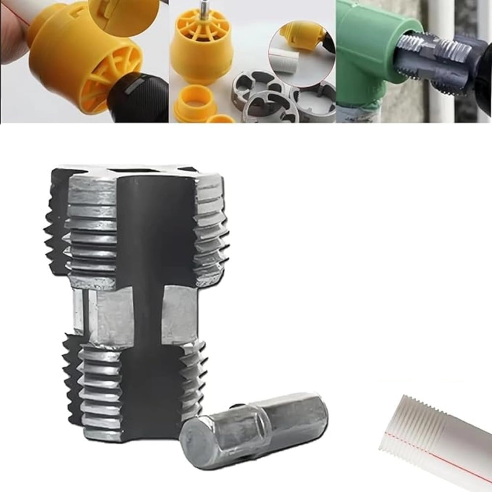 Electric Drill Compatible PVC Pipe Threader Kit with Various Die Sizes ...