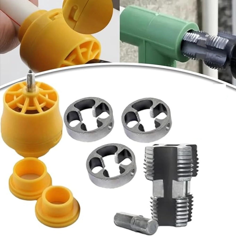 Electric Drill Compatible PVC Pipe Threader Kit with Various Die Sizes ...