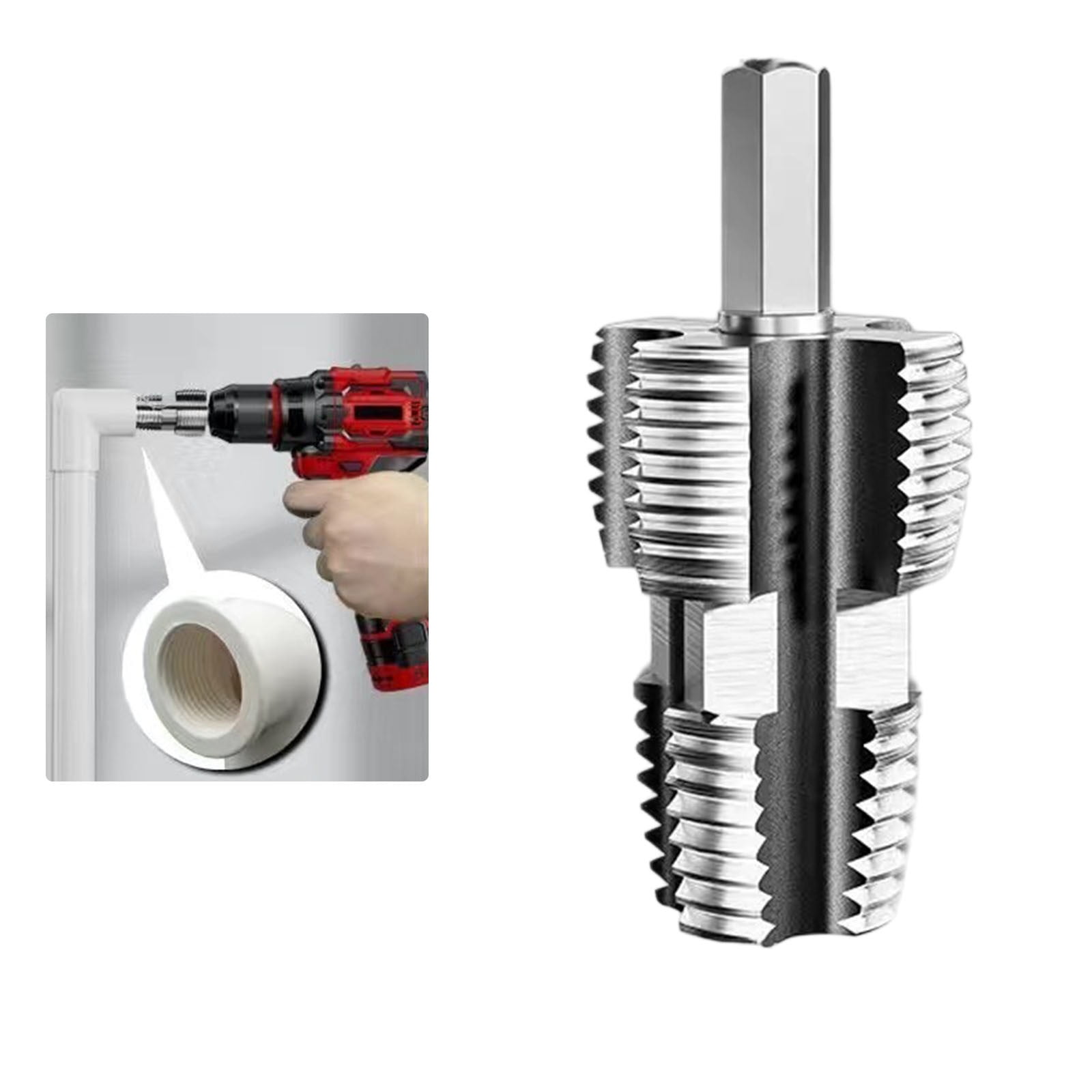 Electric Drill Compatible PVC Pipe Threader Kit with Various Die Sizes ...