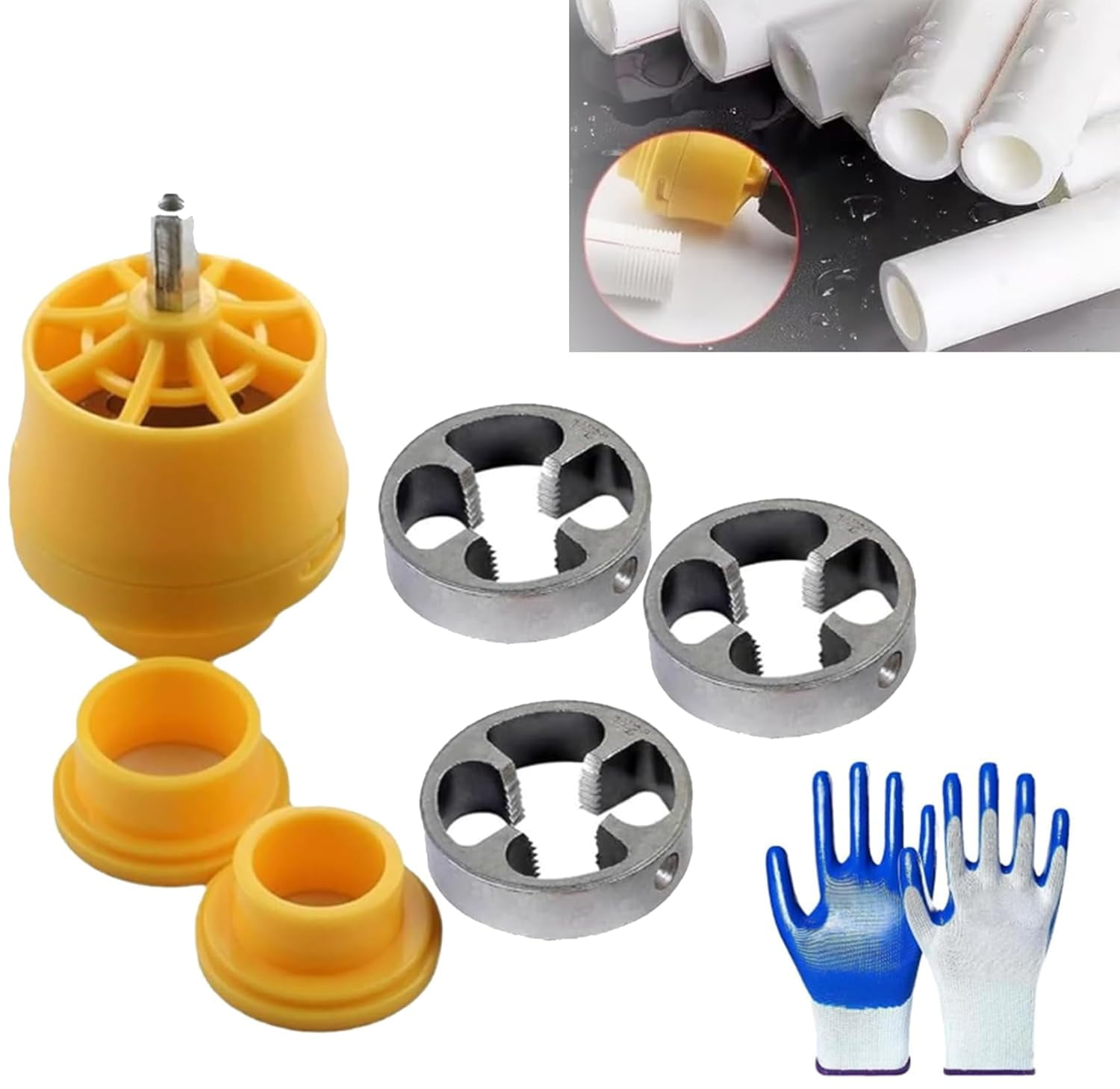 Electric Drill Compatible PVC Pipe Threader Kit with Various Die Sizes ...