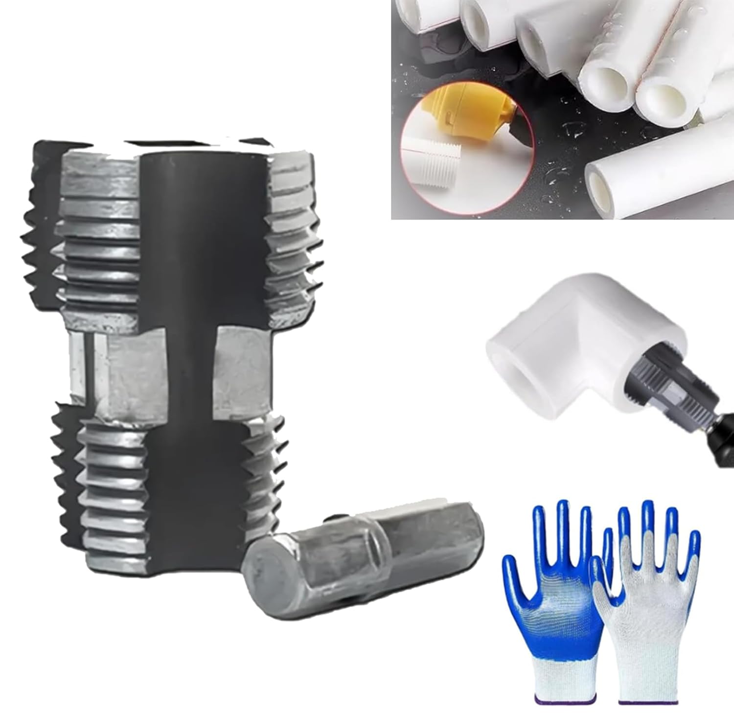Electric Drill Compatible PVC Pipe Threader Kit with Various Die Sizes ...