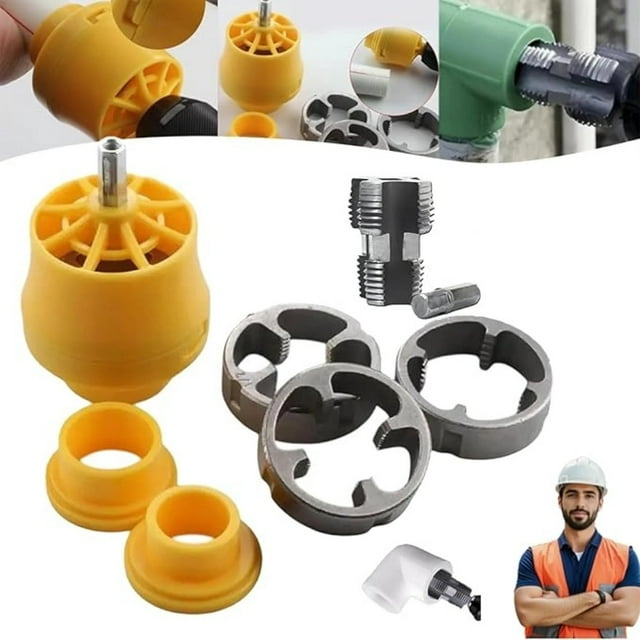 Electric Drill Compatible PVC Pipe Threader Kit with Various Die Sizes ...