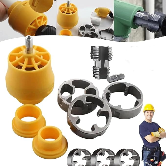 Electric Drill Compatible PVC Pipe Threader Kit with Various Sizes, PVC ...