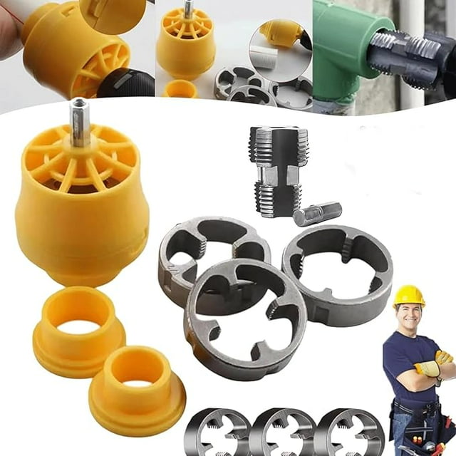 Electric Drill Compatible PVC Pipe Threader Kit with Various Sizes, PVC ...