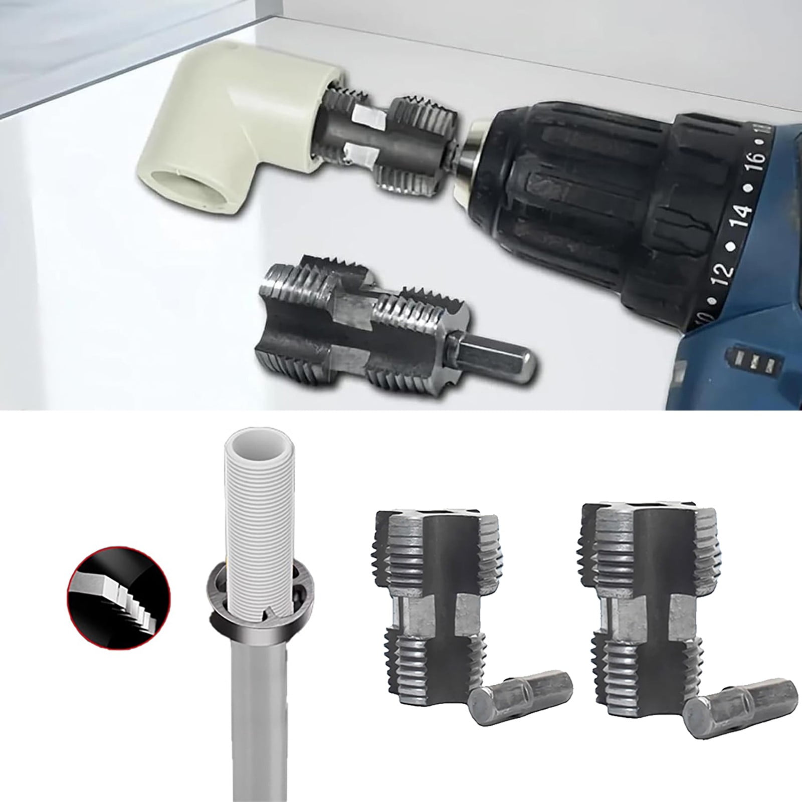 Electric Drill Compatible Pipe Threader Kit Die Sizes Pipe Threader Kit ...