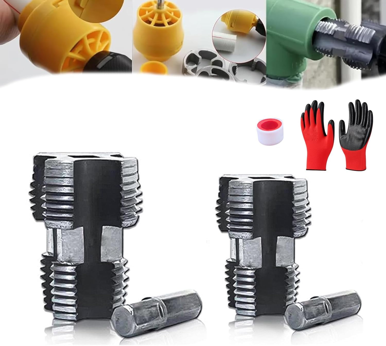 Electric Drill Compatible Pvc Pipe Threader Kit with Various Die Sizes ...