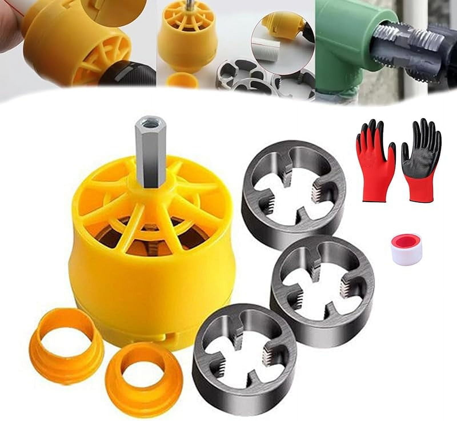 Electric Drill Compatible Pvc Pipe Threader Kit with Various Die Sizes ...