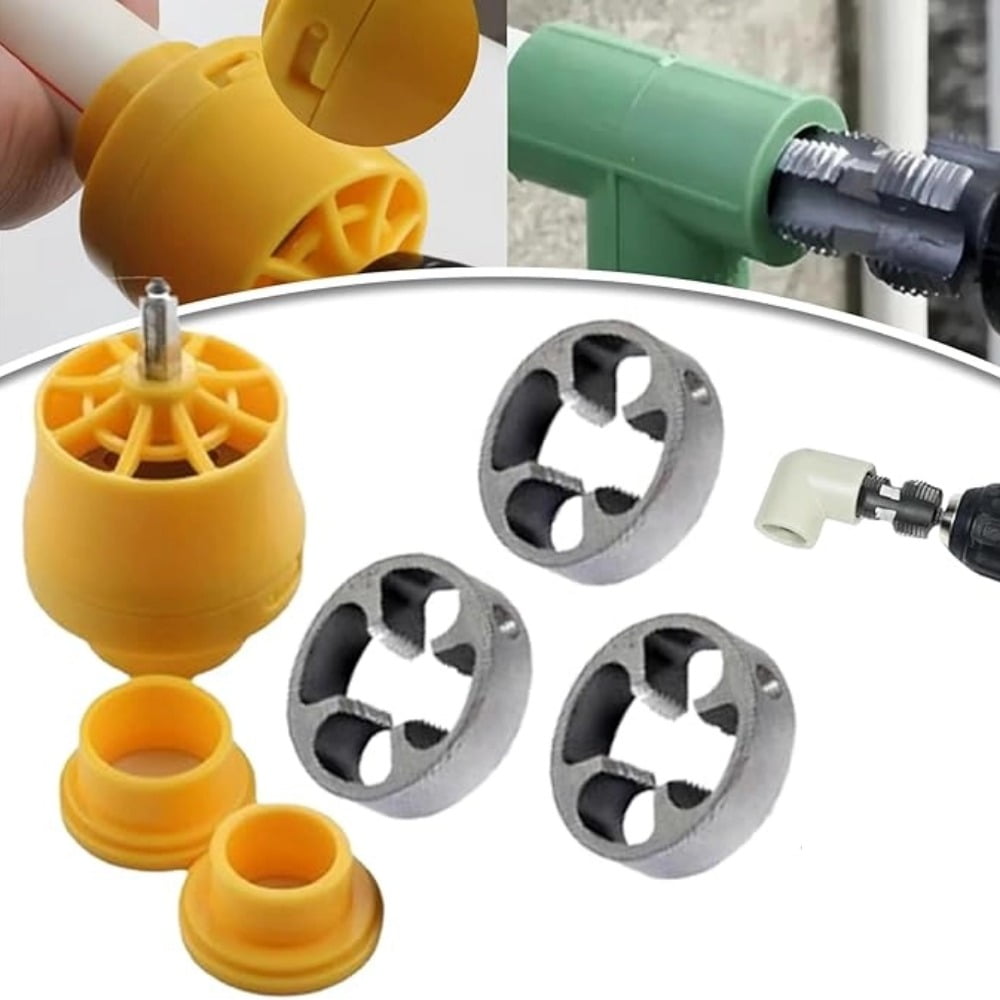 Electric Drill Compatible Pvc Pipe Threader Kit With Various Die Sizes ...