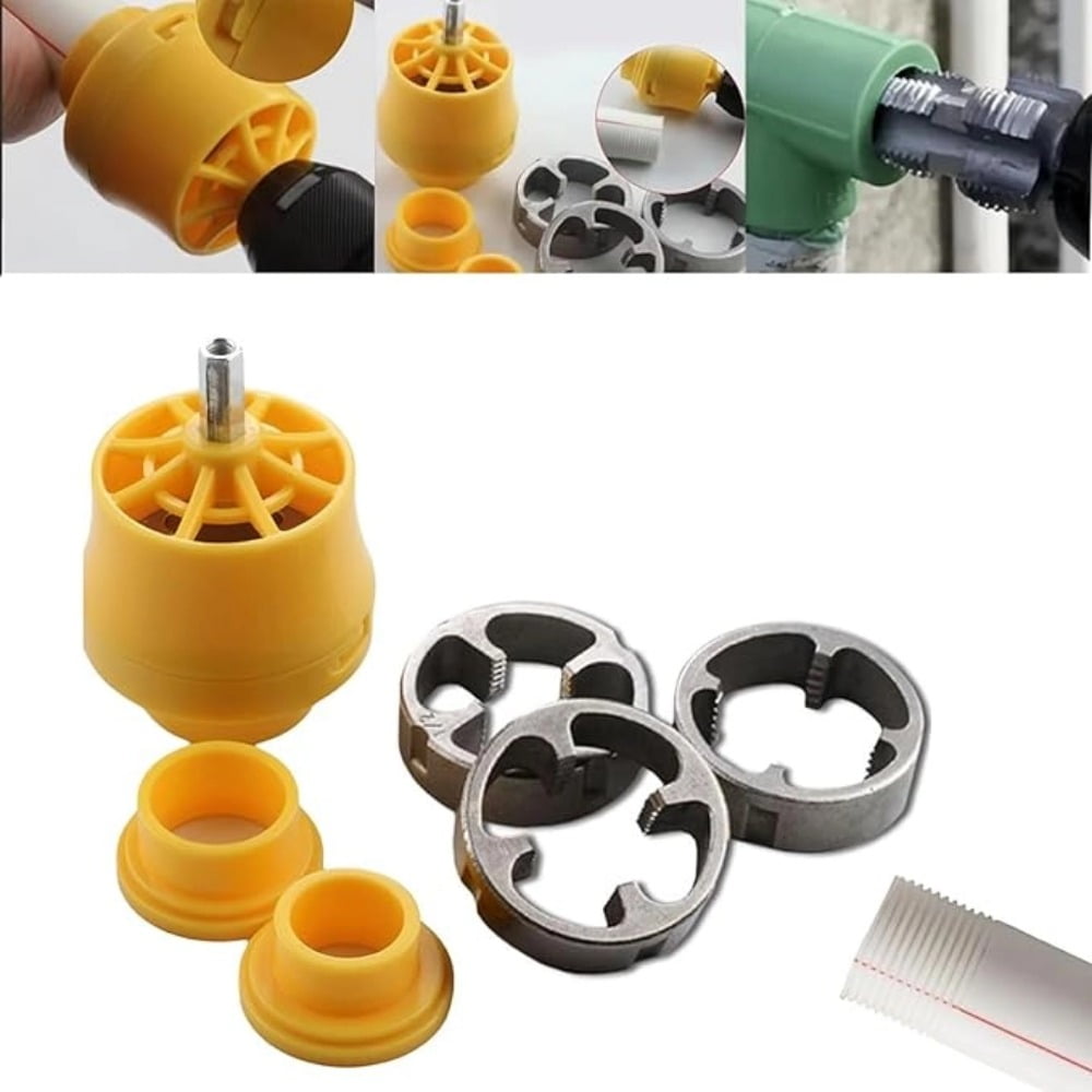 Electric Drill Compatible Pvc Pipe Threader Kit with Various Die Sizes, Pvc Thread Maker Tool ...