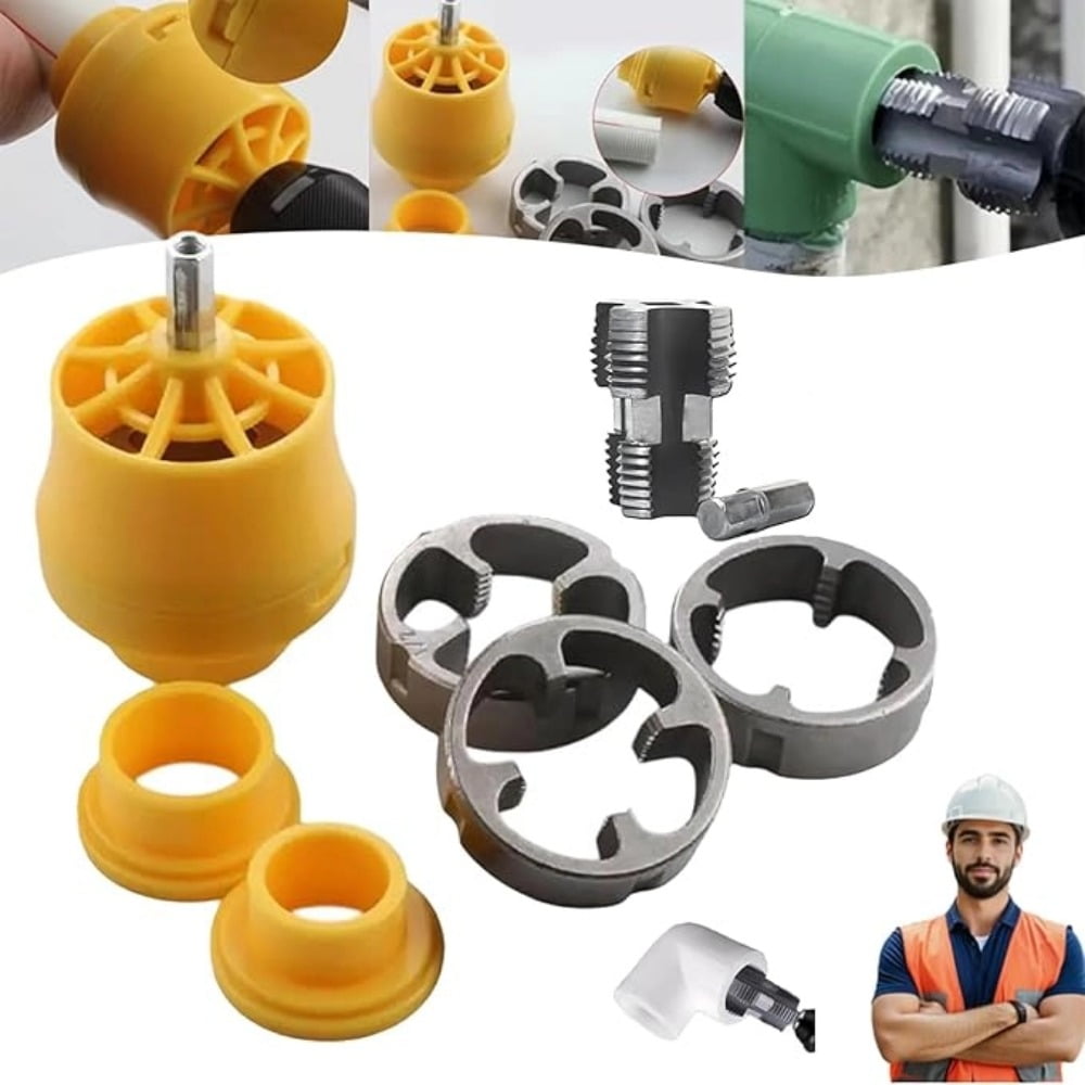 Electric Drill Compatible Pvc Pipe Threader Kit with Various Die Sizes ...