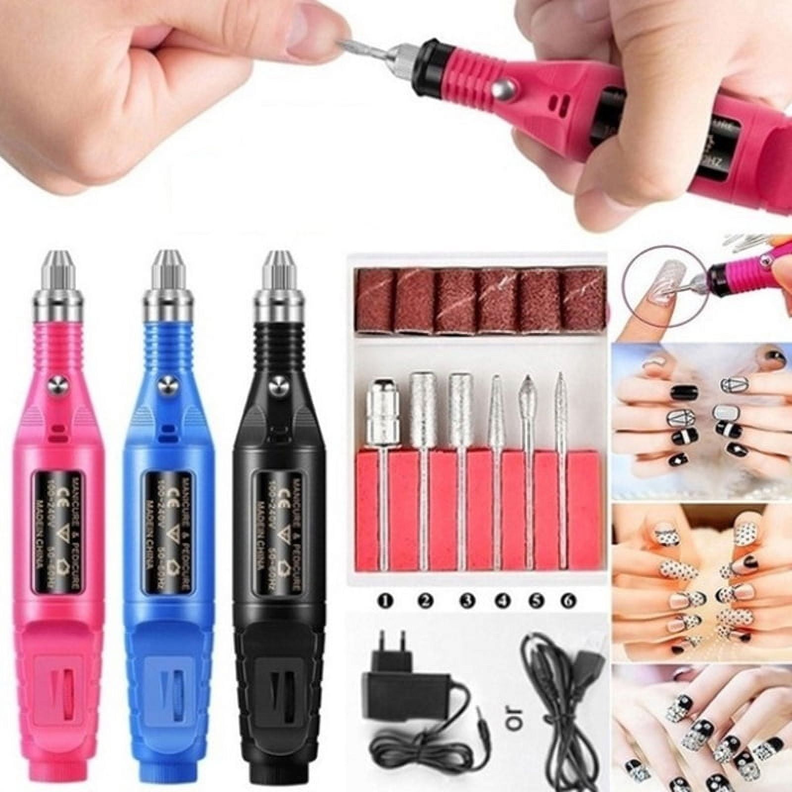 Electric Drill Nail File Acrylic Art File Manicure Pedicure Portable ...