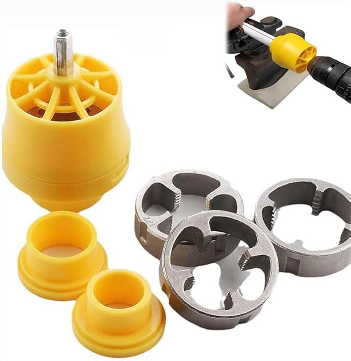 Electric Drill PVC Thread Maker Tool, PVC Pipe Threader Set With 3 Dies ...