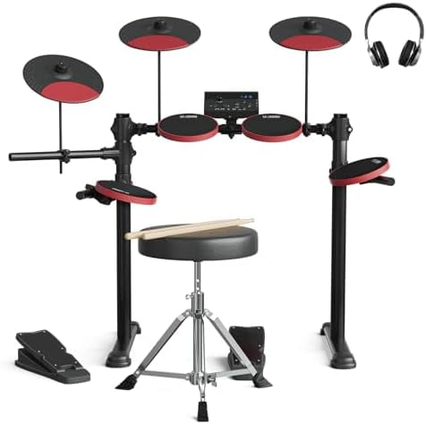 Electric Drum Set, Electronic Drum Set With 10" Cymbals, 2 Pedals, Drum Stool, 150 Sounds ...
