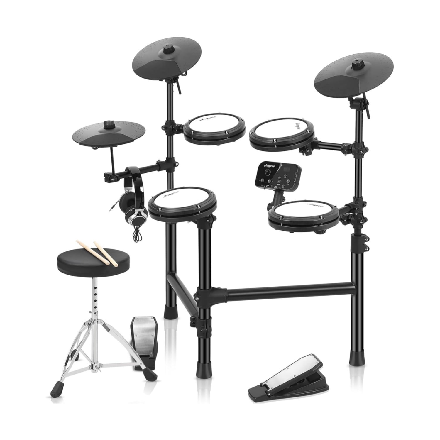 Electric Drums,Electronic Drum Kit for Beginner with 4 Quiet Mesh Pads ...