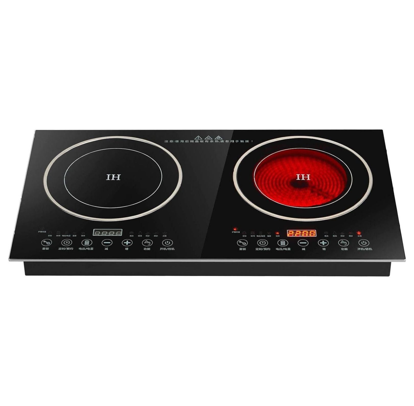 Electric Dual Induction Cooker Cooktop, 1200W+1400W Digital Countertop ...