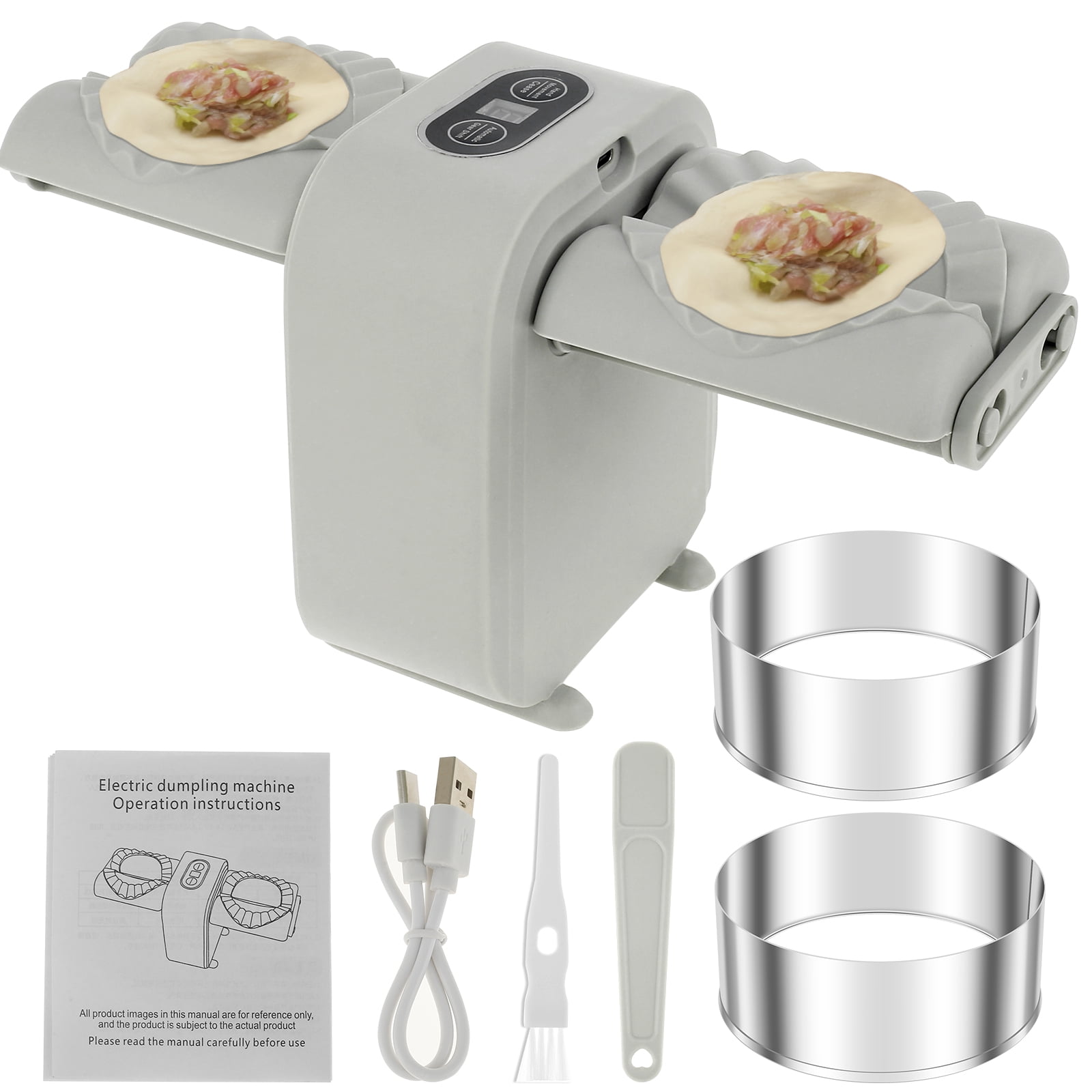 Electric Dumpling Maker,Double Head Dumpling Maker Press,Rechargeable with Spoon and Brush ...