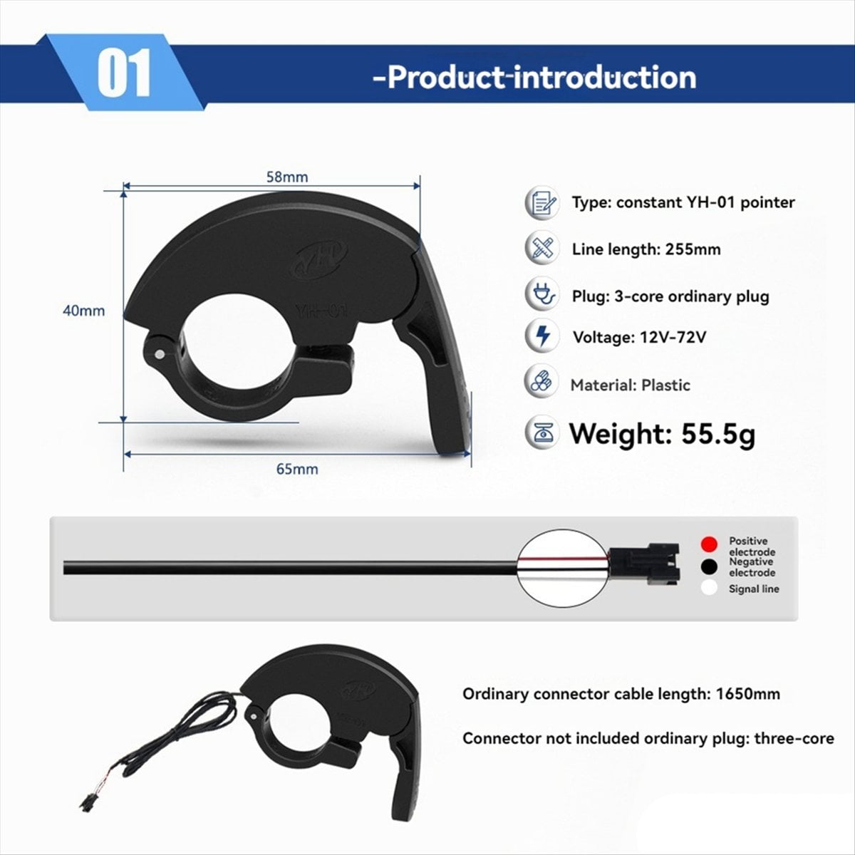 Electric E-Bike -01 Thumb Throttle Speed Control Quick-Release Throttle ...
