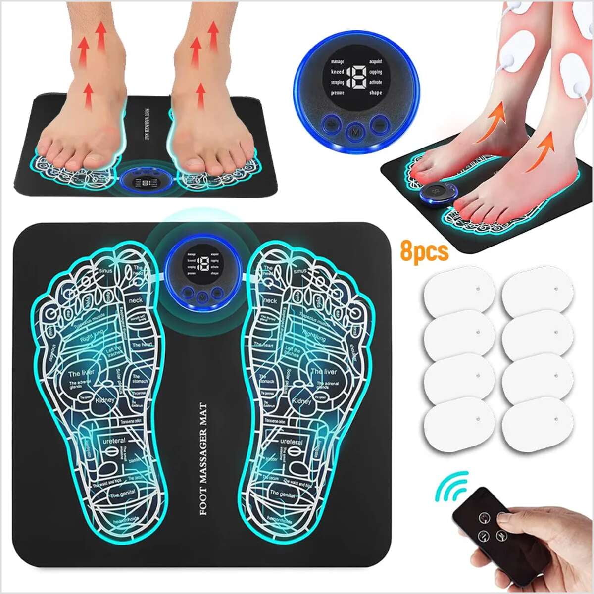 Electric EMS Foot Massager Leg Reshaping Pad Feet Muscle Stimulator Mat ...