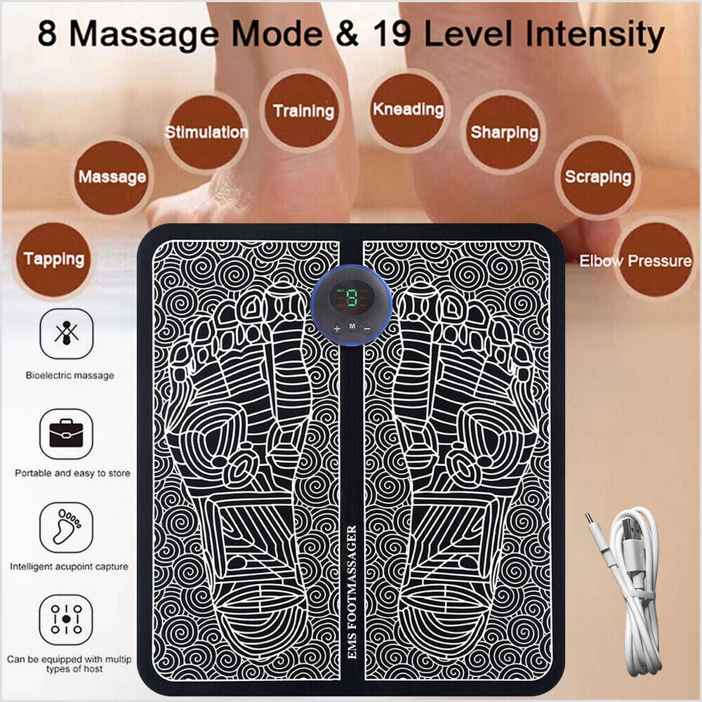 Electric EMS Foot Massager Leg Reshaping Pad Feet Muscle Stimulator Mat ...