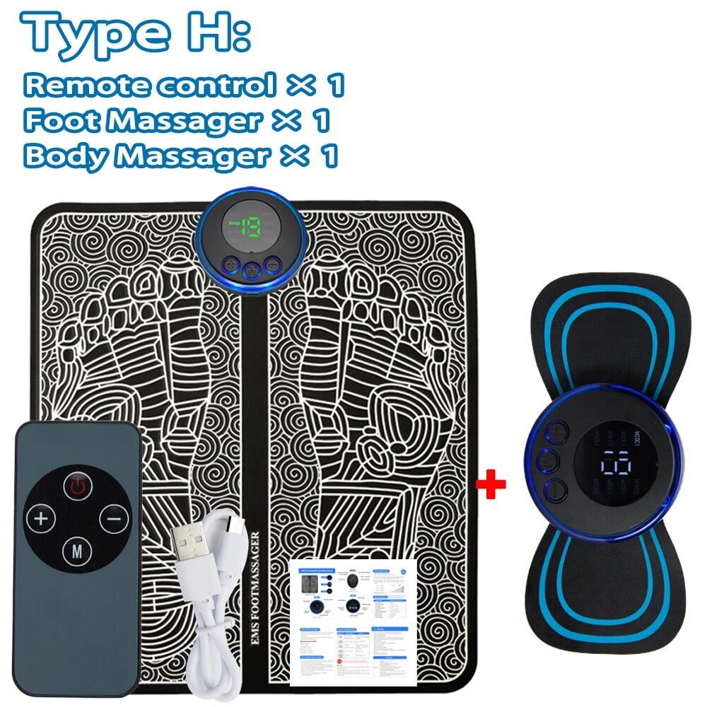 Electric EMS Foot Massager Pad Relief Pain Relax Feet Acupoints Massage ...