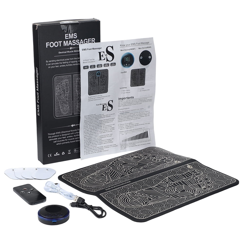 Electric EMS Foot Massager Pad Relief Pain Relax Feet Acupoints Massage ...