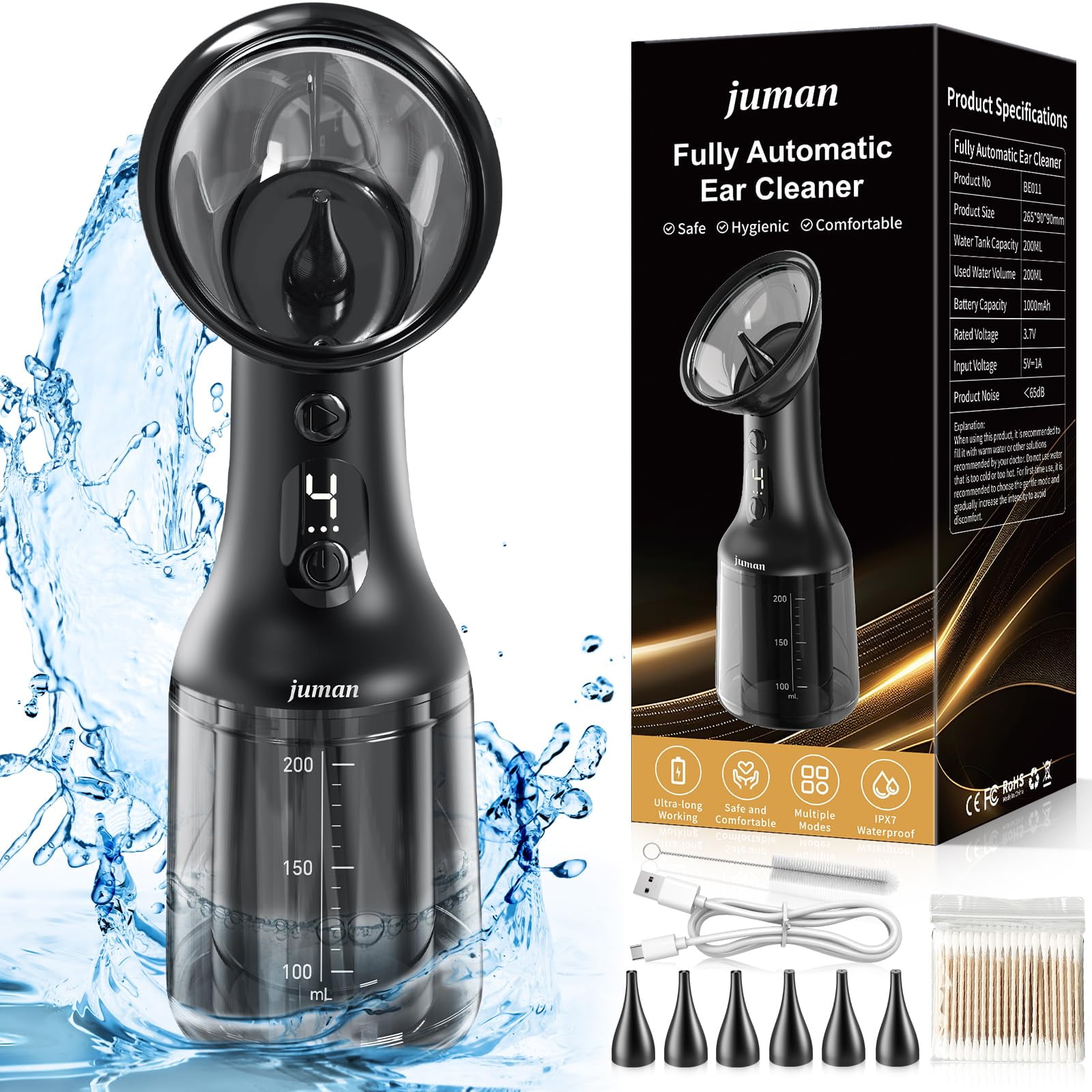 Electric Ear Wax Removal Kit with Integral Tank, Safe Ear Cleaner with ...